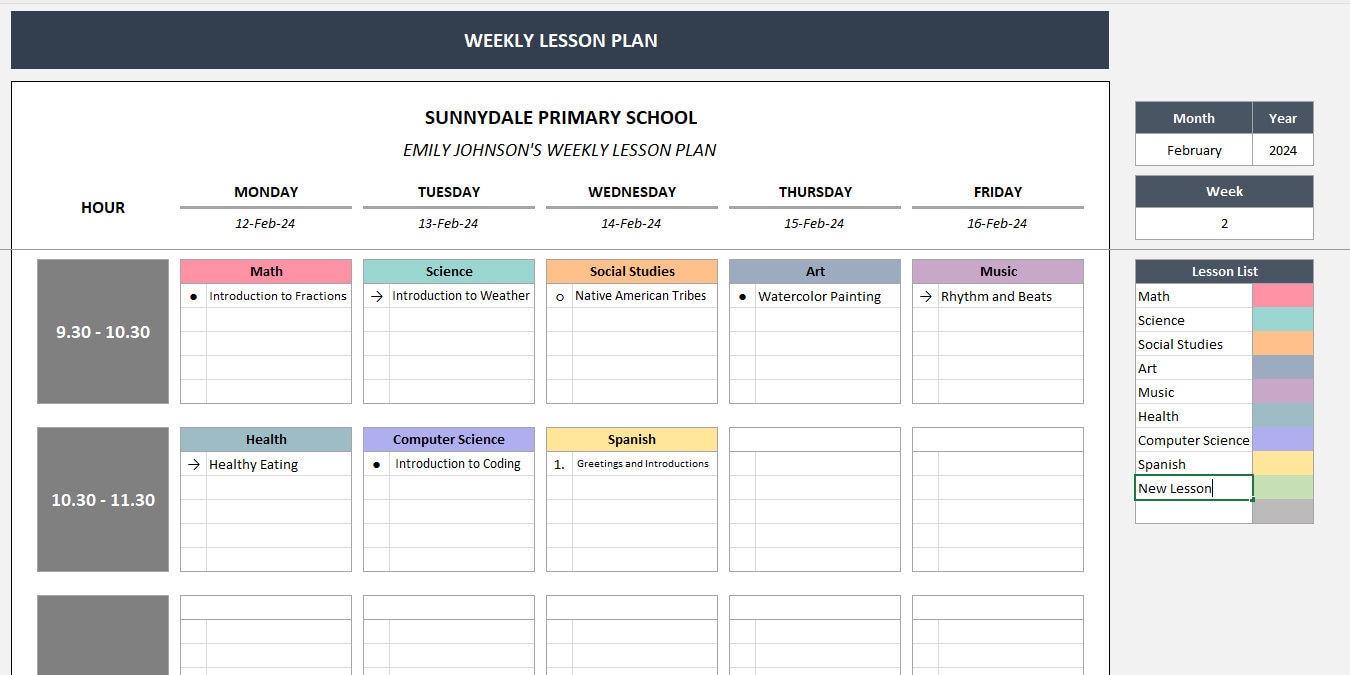 Weekly Lesson Plan Excel Template Lesson Plan Teacher Lesson Plans ...