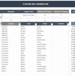 Custom SKU Generator: Excel Template for Inventory Management - Etsy UK