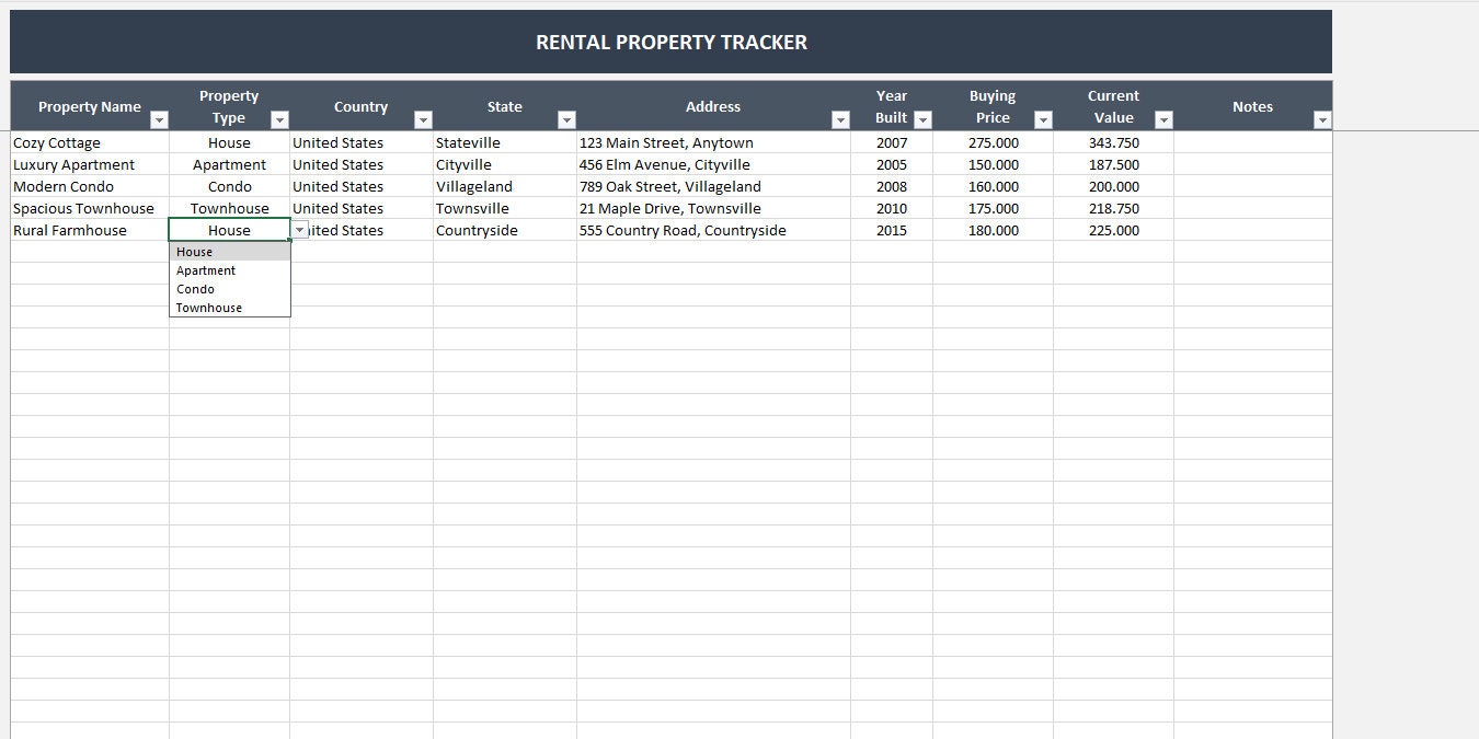Rental Property Tracker | Excel Template | Rental Property Bookkeeping ...