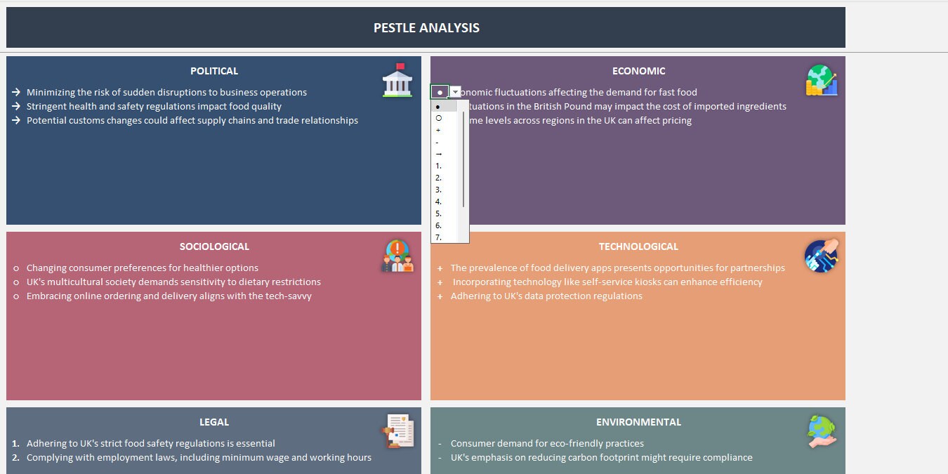 PESTLE Analysis Excel Template Business Analysis Blank PESTLE Macro ...