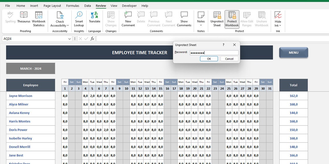 Employee Time Tracker Excel Template Employee Hour Tracker Employee ...