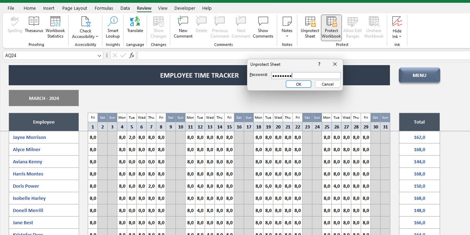 Employee Time Tracker Excel Template - Etsy
