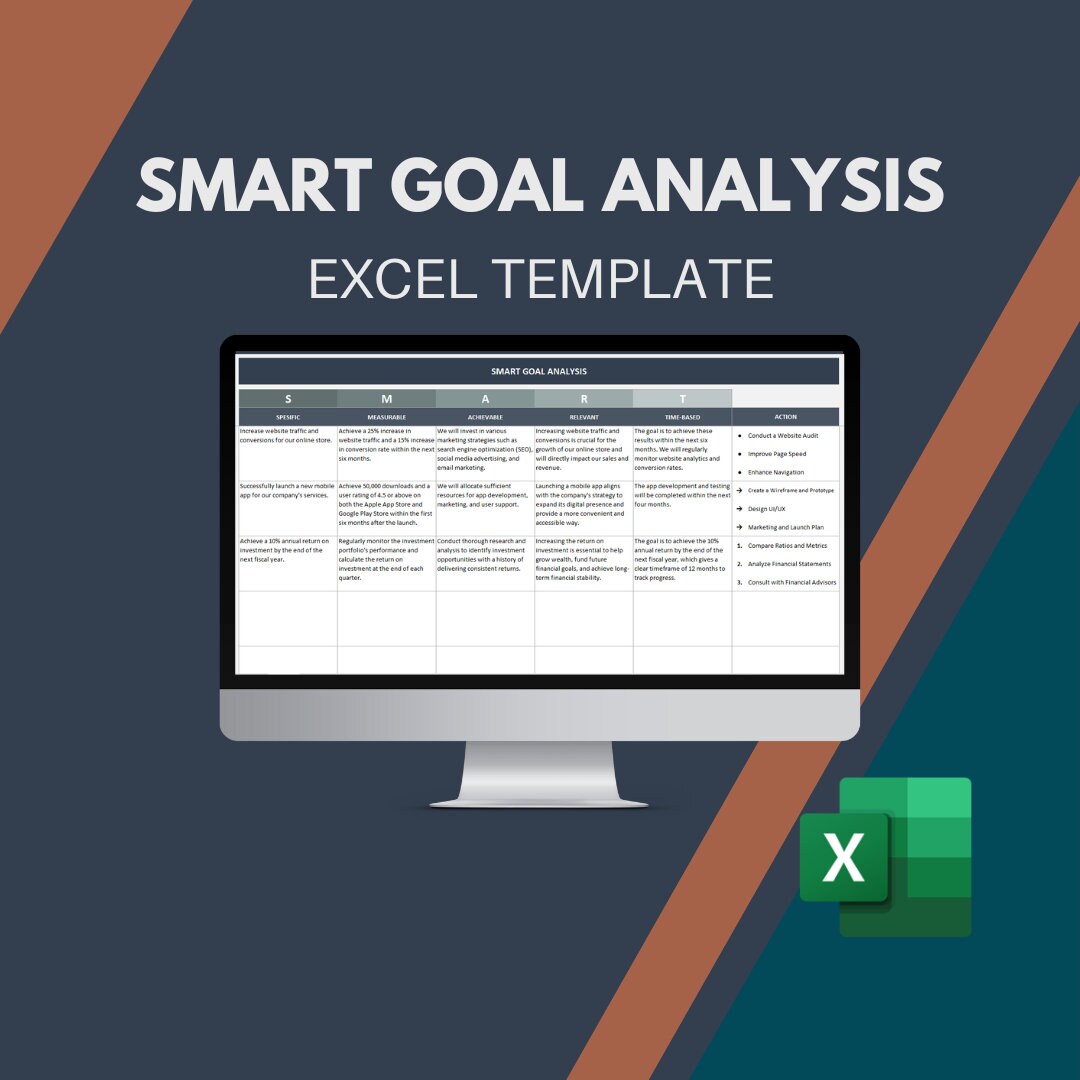 SMART Goal Analysis Excel Template SMART Goals Goal - Etsy