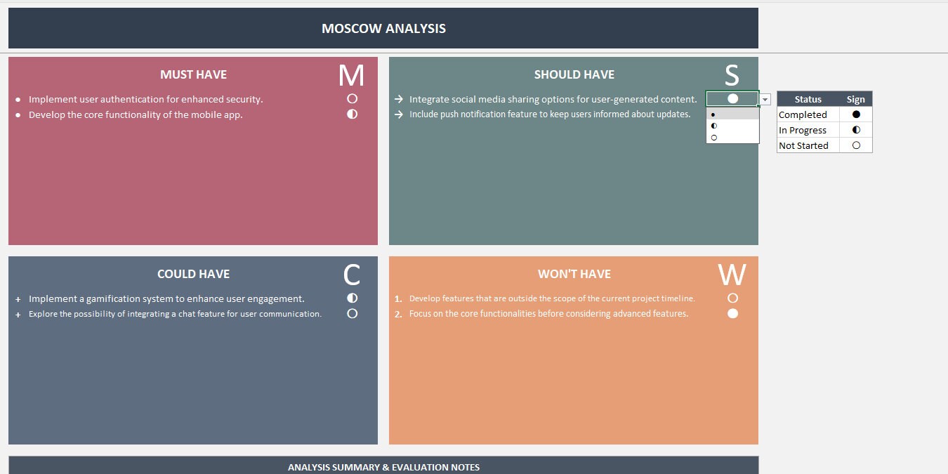 MOSCOW Analysis Excel Template MOSCOW Method MOSCOW Matrix Moscow ...