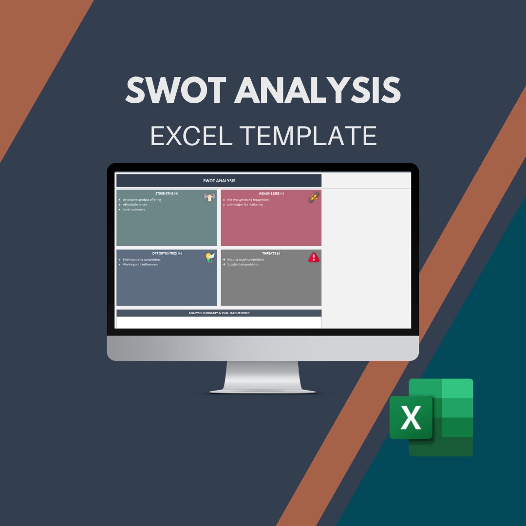 SWOT Analysis | Excel Template | SWOT Matrix | Business Strategy ...