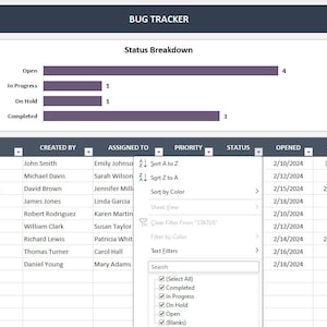 Bug Tracker | Excel Template | Bug Tracker Template | Issue Tracker ...