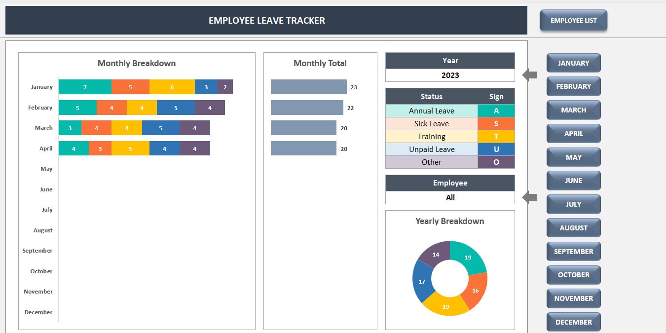 Employee Leave Tracker Excel Template Leave Management Excel Time off ...