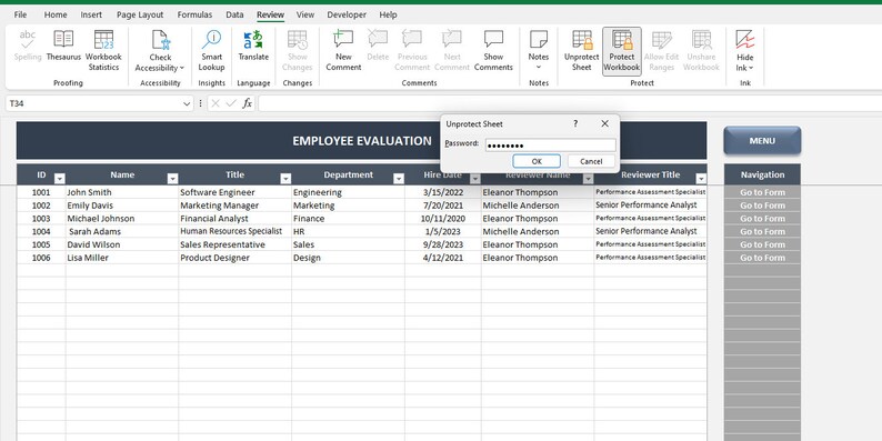 Employee Evaluation Excel Template: Performance Review, HR Assessment ...