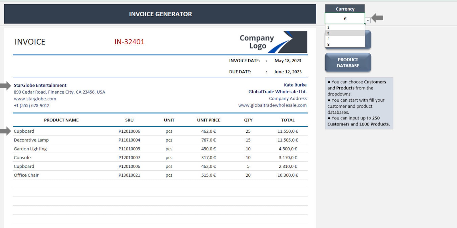 Invoice Generator | Excel Template | Invoice Maker | Invoice Excel ...