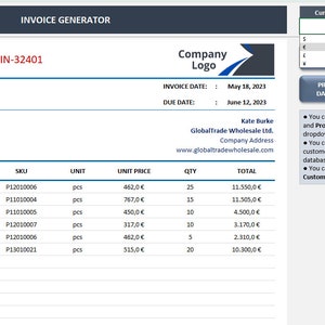 Invoice Generator | Excel Template | Invoice Maker | Invoice Excel ...