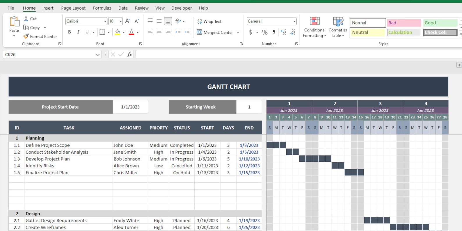 Gantt Chart Excel Template WBS Gantt Chart Gantt Chart Maker Gantt ...