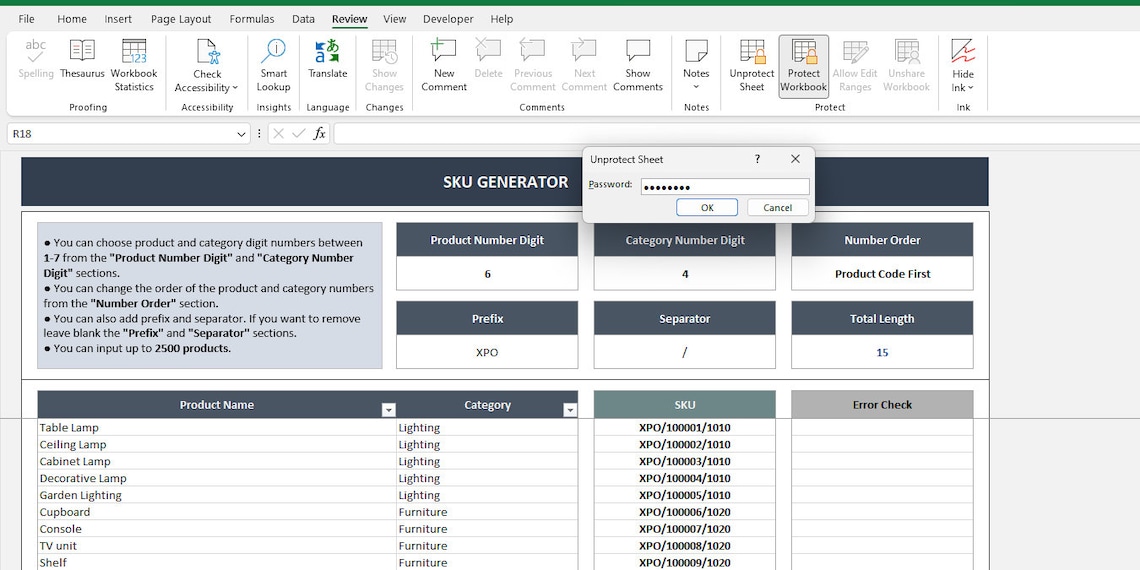 SKU Generator Excel Template SKU Barcode Generator SKU Creator Sku ...