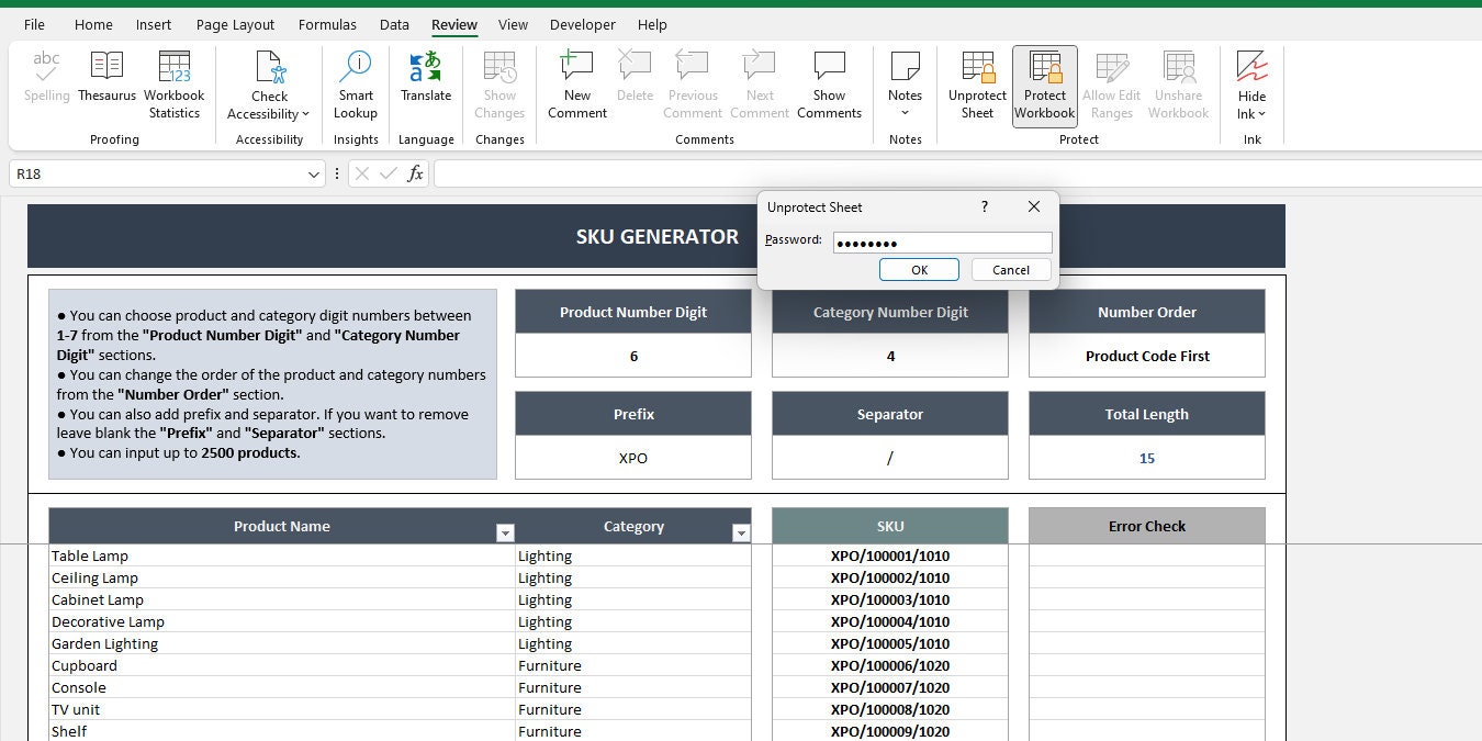 SKU Generator Excel Template SKU Barcode Generator SKU Creator Sku ...