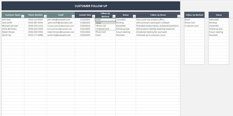 Customer Follow up Sheet Excel Template CRM Template Lead Tracker Excel ... Customer Follow up Sheet Excel Template CRM Template Lead Tracker Excel ...