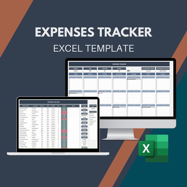 Expenses Tracker | Excel Template | Expenses Calendar | Spending ...