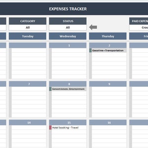 Expenses Tracker | Excel Template | Expenses Calendar | Spending ...