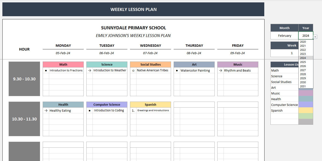 Weekly Lesson Plan Excel Template Lesson Plan Teacher Lesson Plans ...