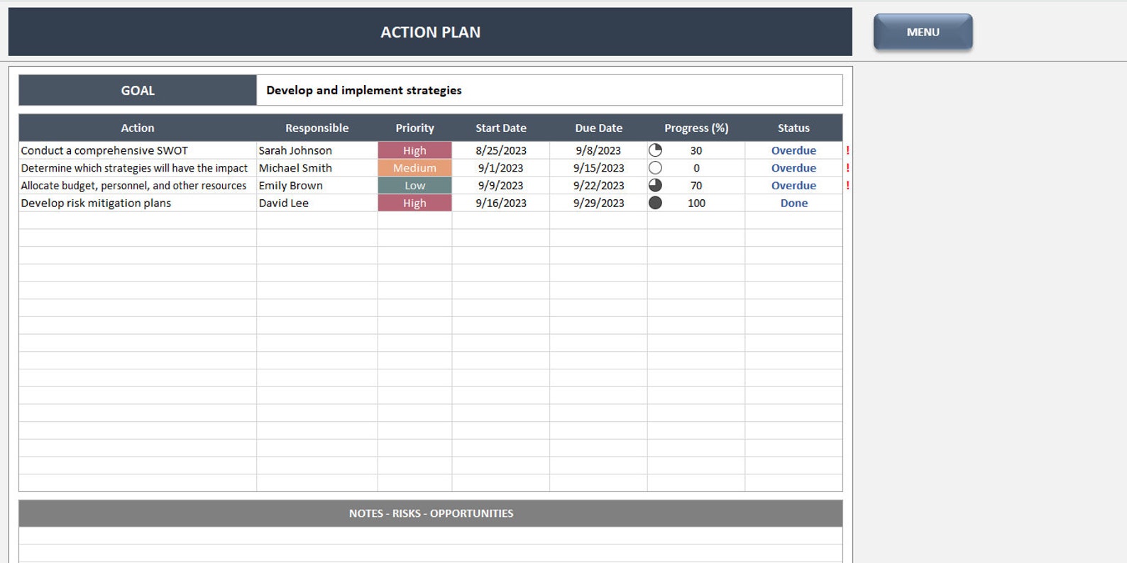 Action Plan Excel Template Action Plan Template Action Plan Worksheet ...