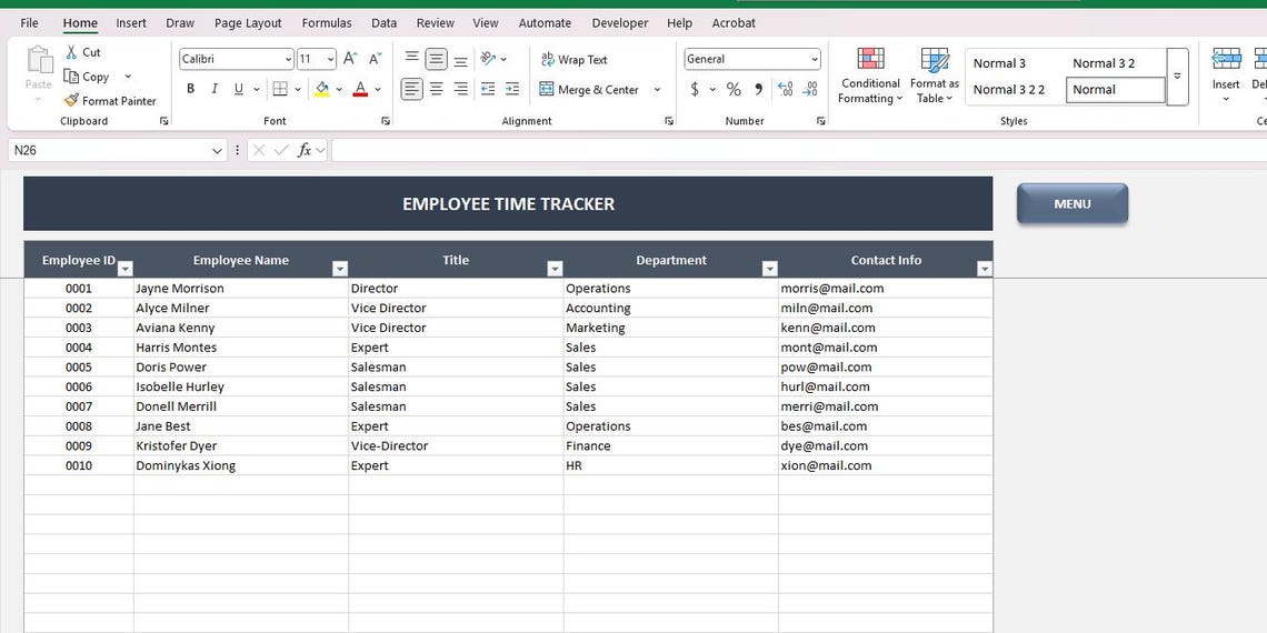 Employee Time Tracker Excel Template; Employee Hour Tracking - Etsy