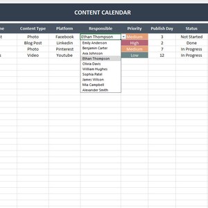 Content Calendar Excel Template | Social Media Planner | Editorial ...