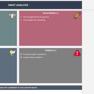 SWOT Analysis | Excel Template | SWOT Matrix | Business Strategy ...