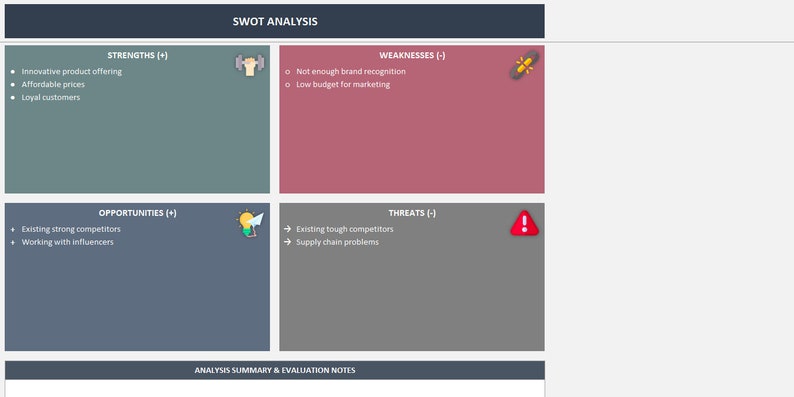 SWOT Analysis Excel Template SWOT Matrix Business Strategy Strategic ...