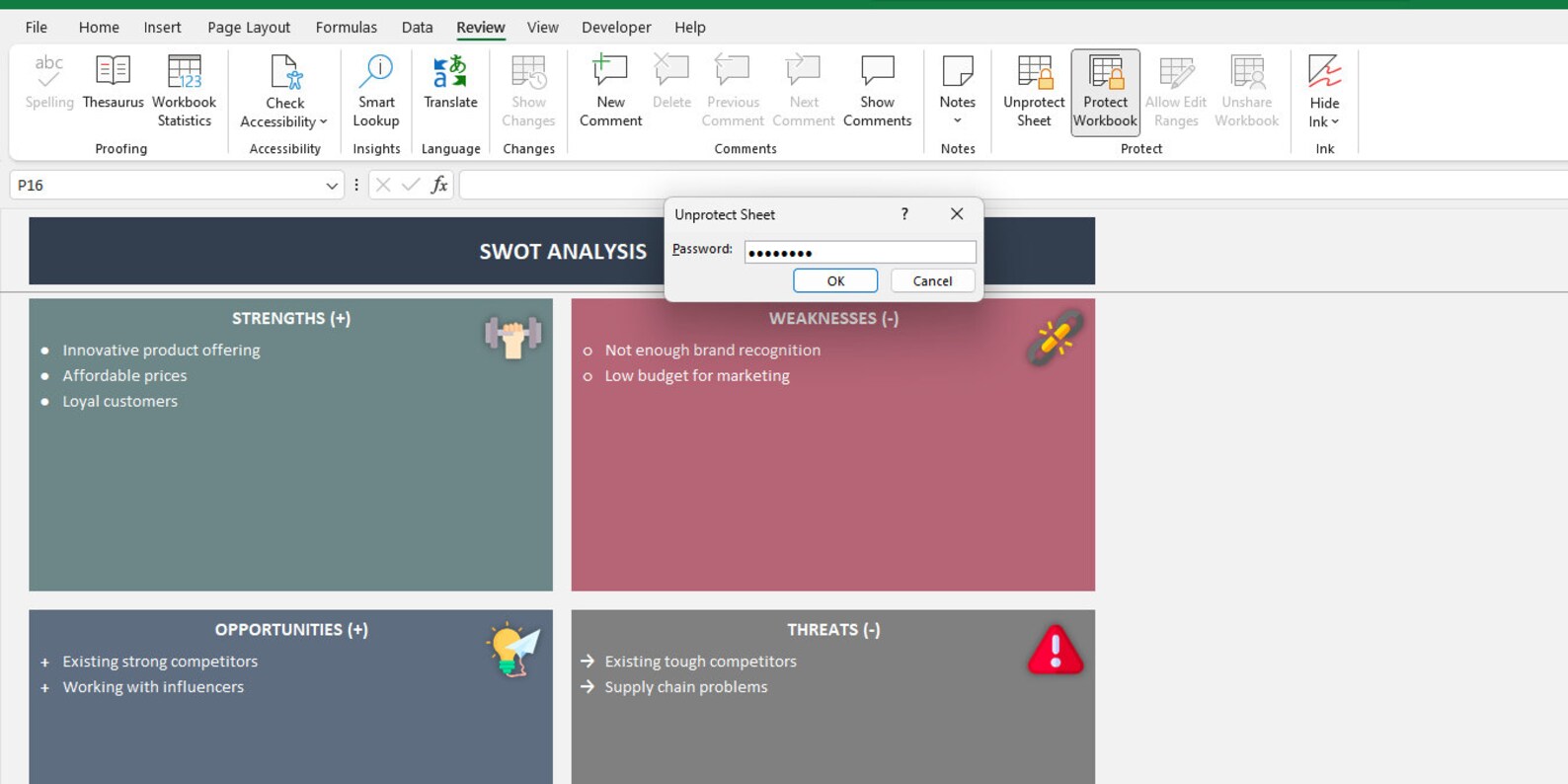 SWOT Analysis Excel Template SWOT Matrix Business Strategy Strategic ...