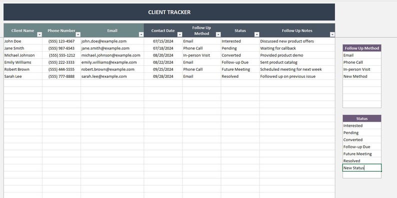 Client Tracker | Excel Template | CRM Template | Customer Tracker ...