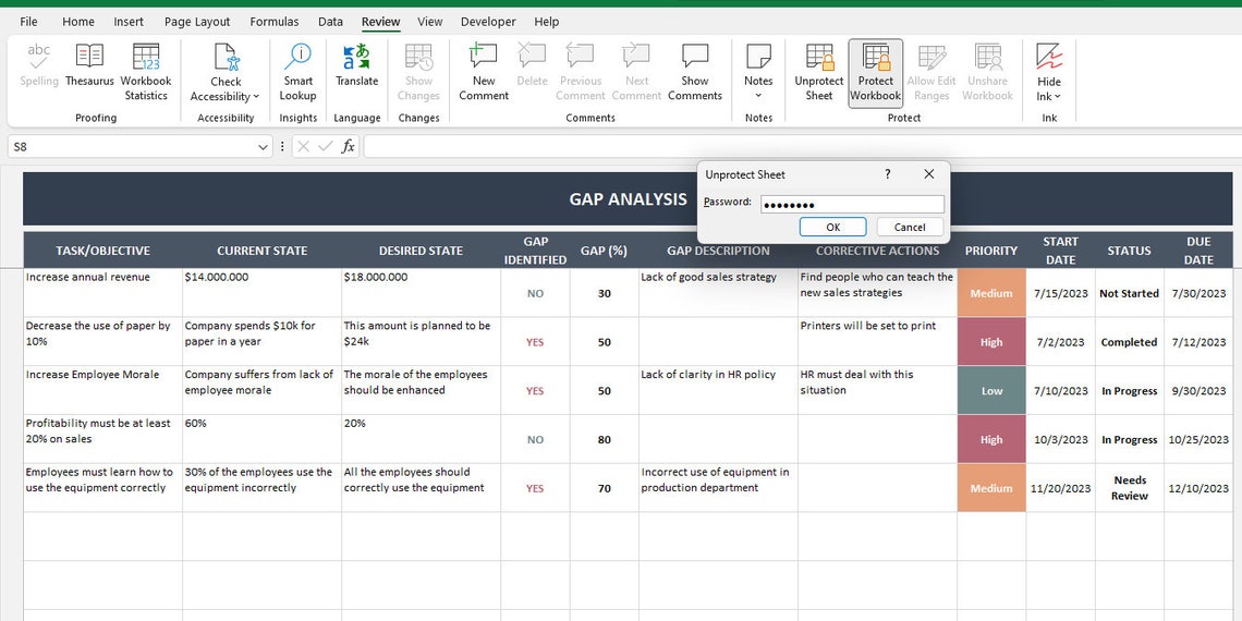 GAP Analysis Excel Template Gap Identification Identify Gaps GAP ...