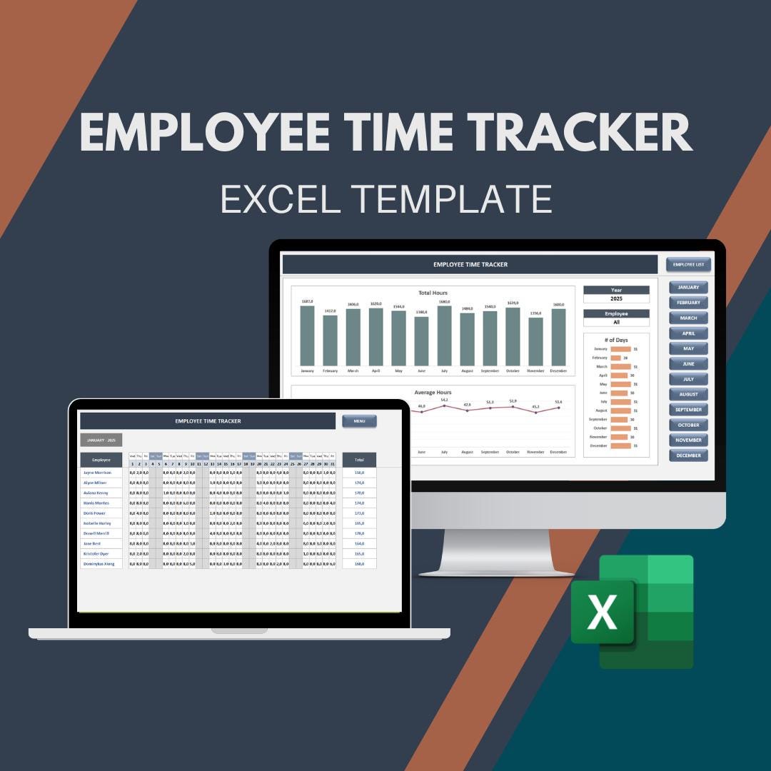Employee Time Tracker Excel Template; Employee Hour Tracking - Etsy