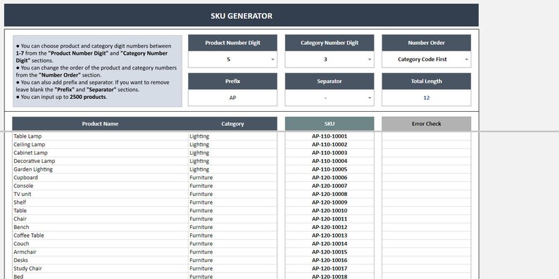 SKU Generator Google Sheets Template SKU Barcode Generator - Etsy SKU Generator Google Sheets Template SKU Barcode Generator - Etsy