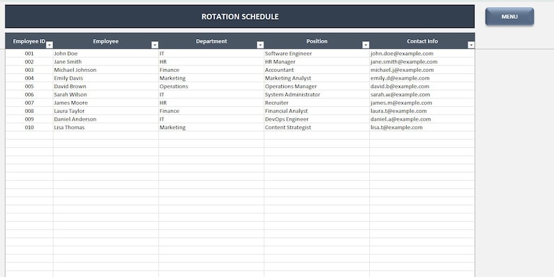Employee Rotation Schedule: Excel Template, Shift Planner (printable ...