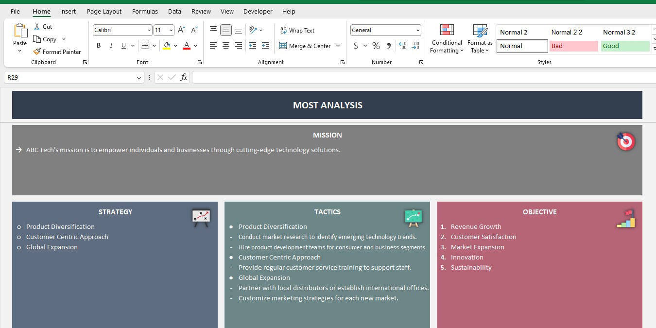 MOST Analysis Excel Template: Strategic Planning & Business Strategy - Etsy