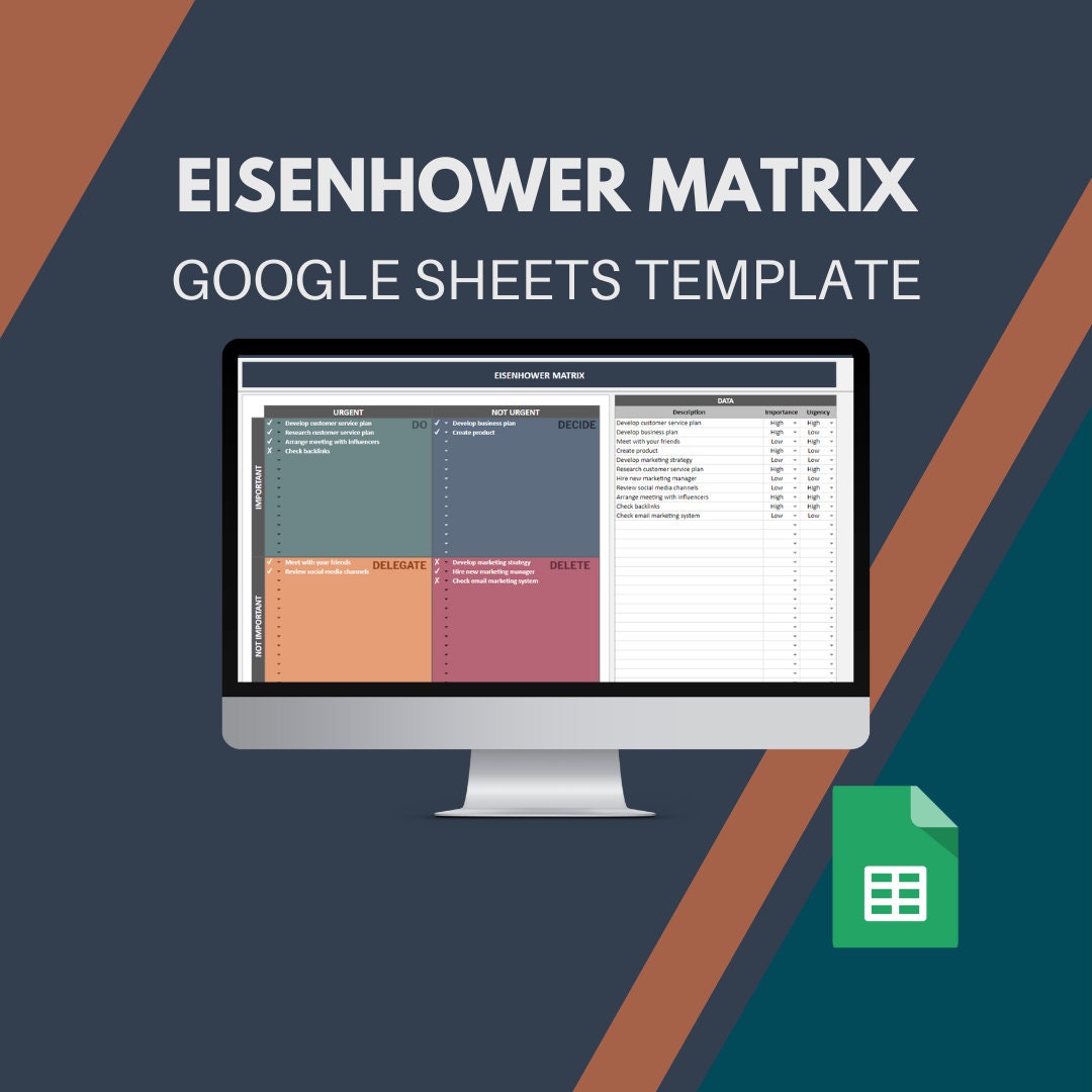 Eisenhower Matrix | Google Sheets Template | Eisenhower Decision Matrix ...