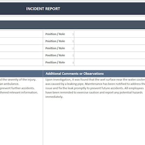 Incident Report Excel Template: Workplace Safety Form (printable) - Etsy