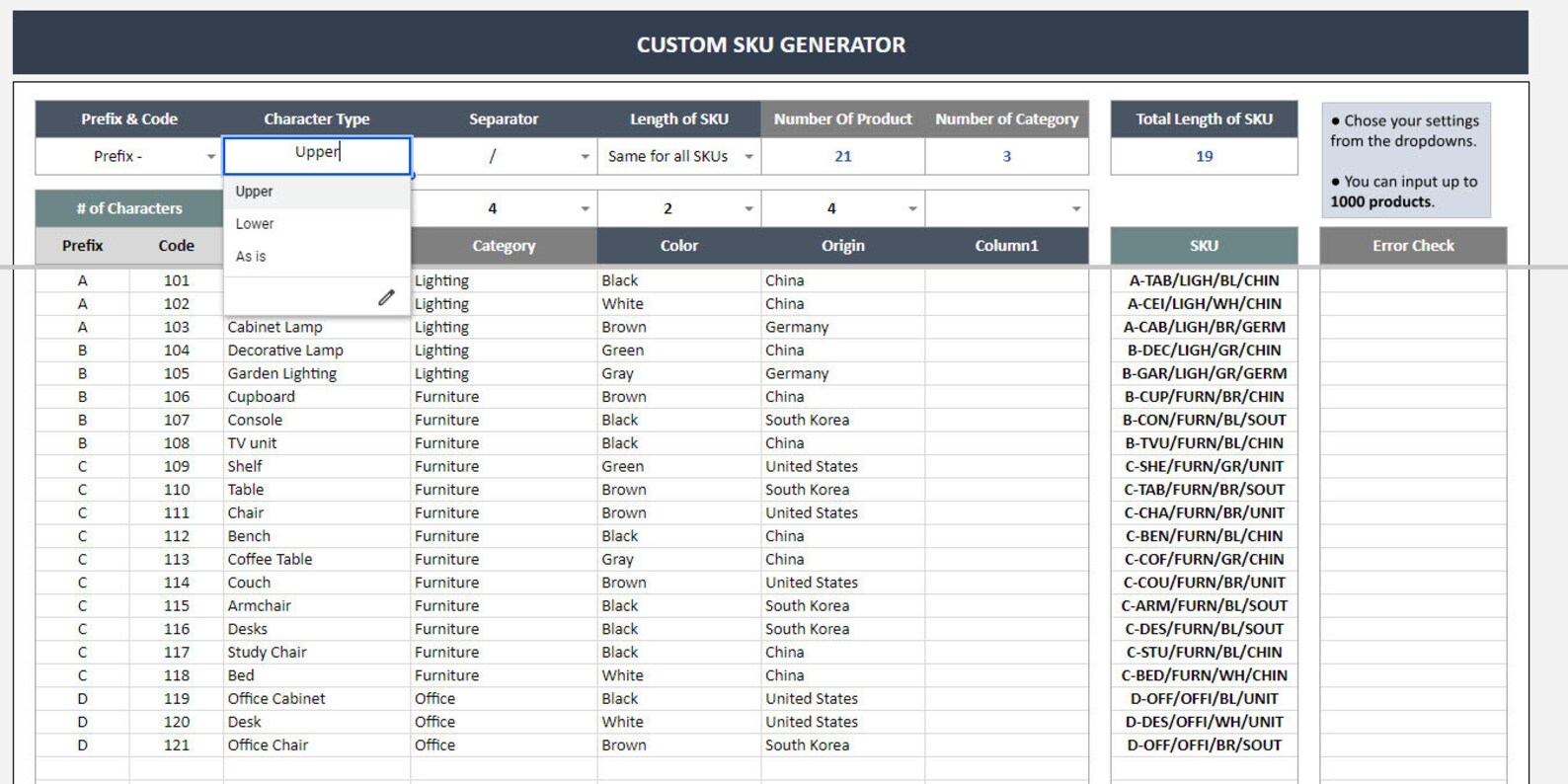 Custom SKU Generator | Google Sheets Template | Unique SKU Generator ...
