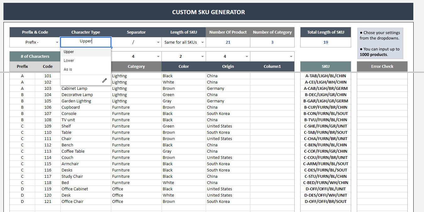 Custom SKU Generator | Google Sheets Template | Unique SKU Generator | Sku Code Generator ...