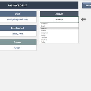 Password List Excel Template: Digital Password Manager - Etsy