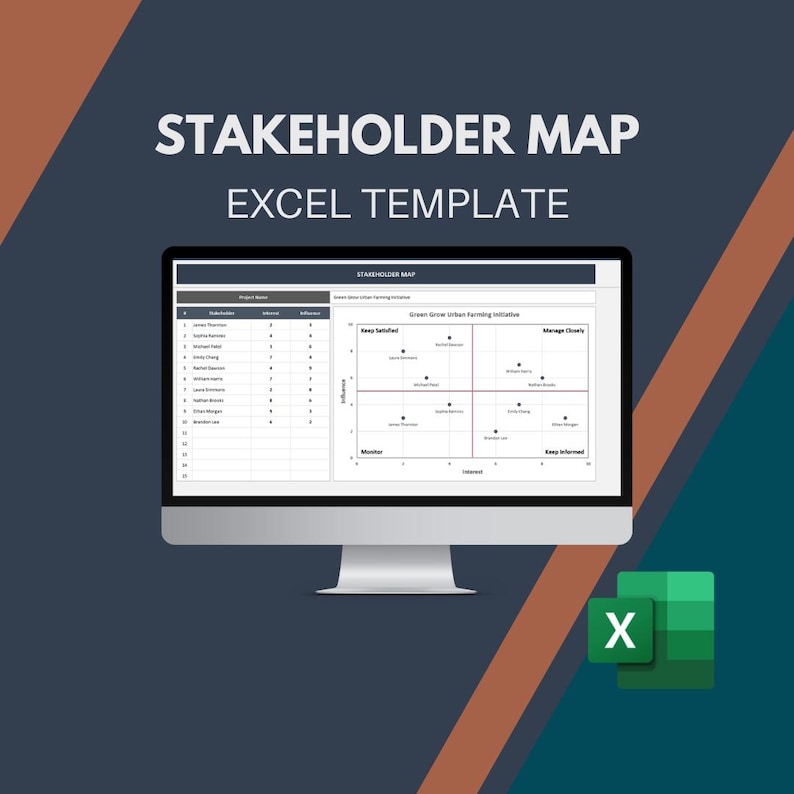 Stakeholder Map Excel Template: Project Management Tool - Etsy Australia