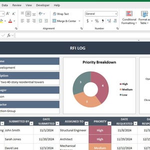 Project RFI Log: Excel Template, Construction RFI Tracker - Etsy