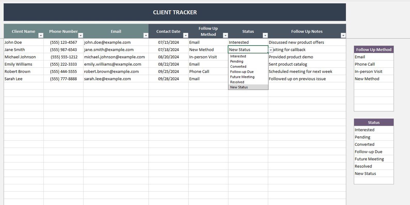 Client Tracker Excel Template Crm Template Customer Tracker