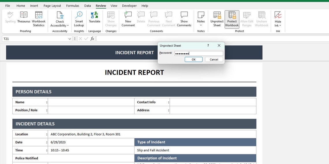 Incident Report | Excel Template | Incident Report Form | Safety Management | Incident Tracker ...