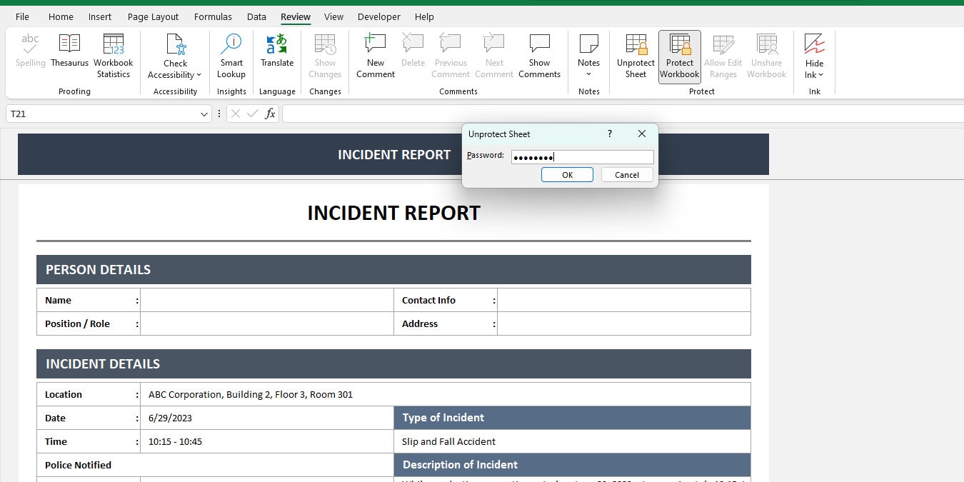 Incident Report | Excel Template | Incident Report Form | Safety Management | Incident Tracker ...