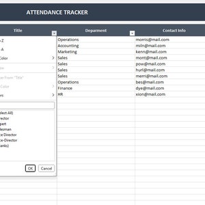 Attendance Tracker Excel Template: Monthly Timesheet (instant Download ...