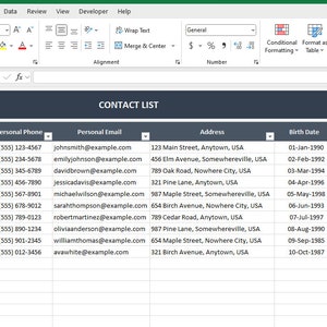 Contact List Excel Template Contact List Sheet Telephone Contact List ...