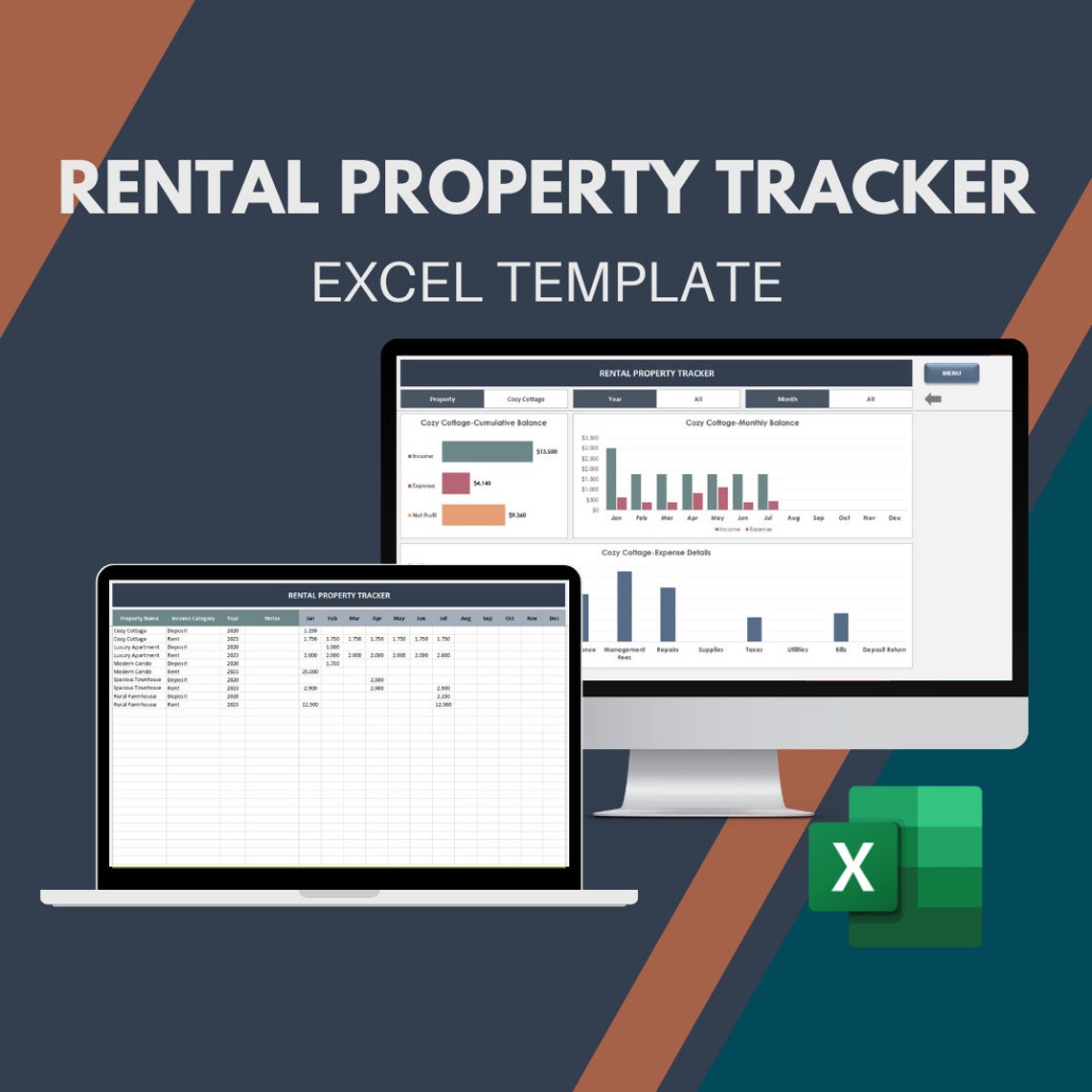 Rental Property Tracker Excel Template Rental Property Bookkeeping ...