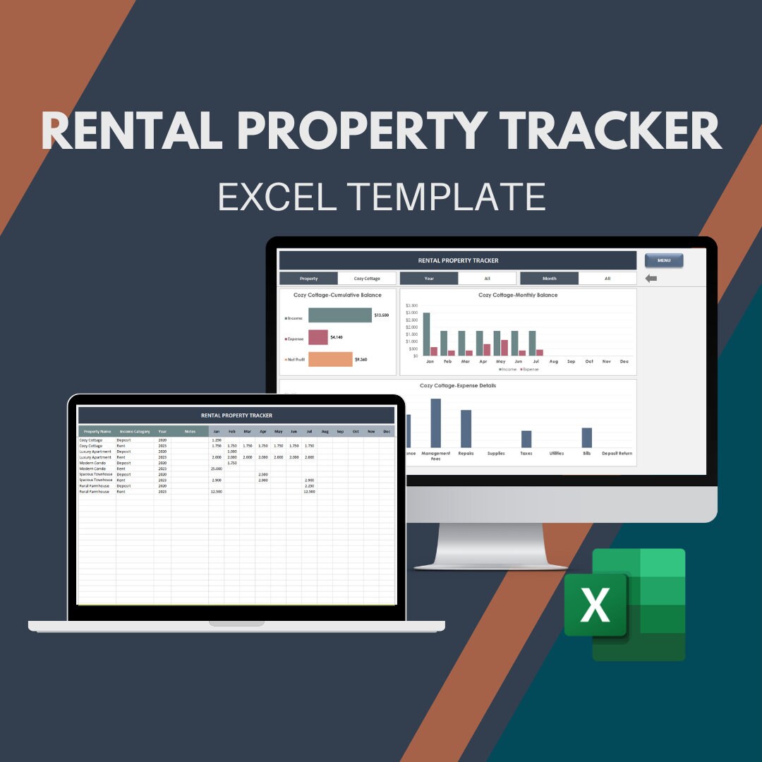 Rental Property Tracker | Excel Template | Rental Property Bookkeeping ...