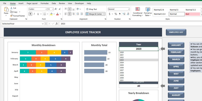 Employee Leave Tracker Excel Template Leave Management Excel Time off ...