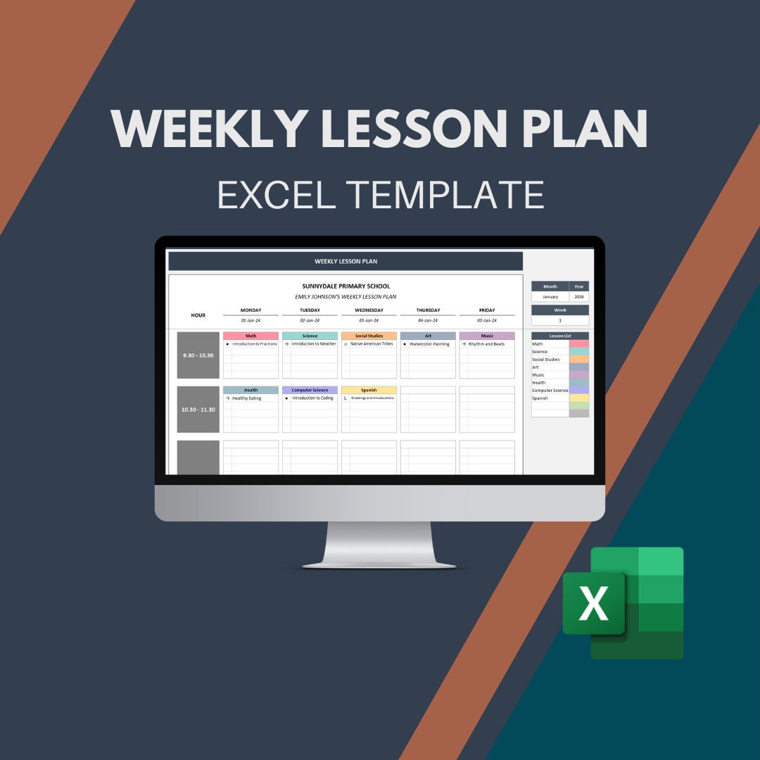 Weekly Lesson Plan Excel Template Lesson Plan Teacher Lesson Plans ...