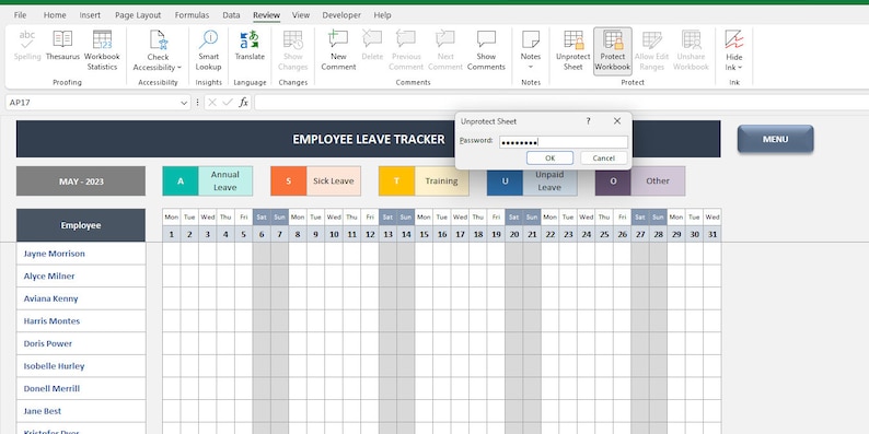 Employee Leave Tracker Excel Template Leave Management Excel Time off ...